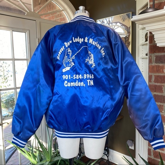 Cardinal | Jackets & Coats | Vintage 8s Satin Royal Blue Bomber Jacket ...